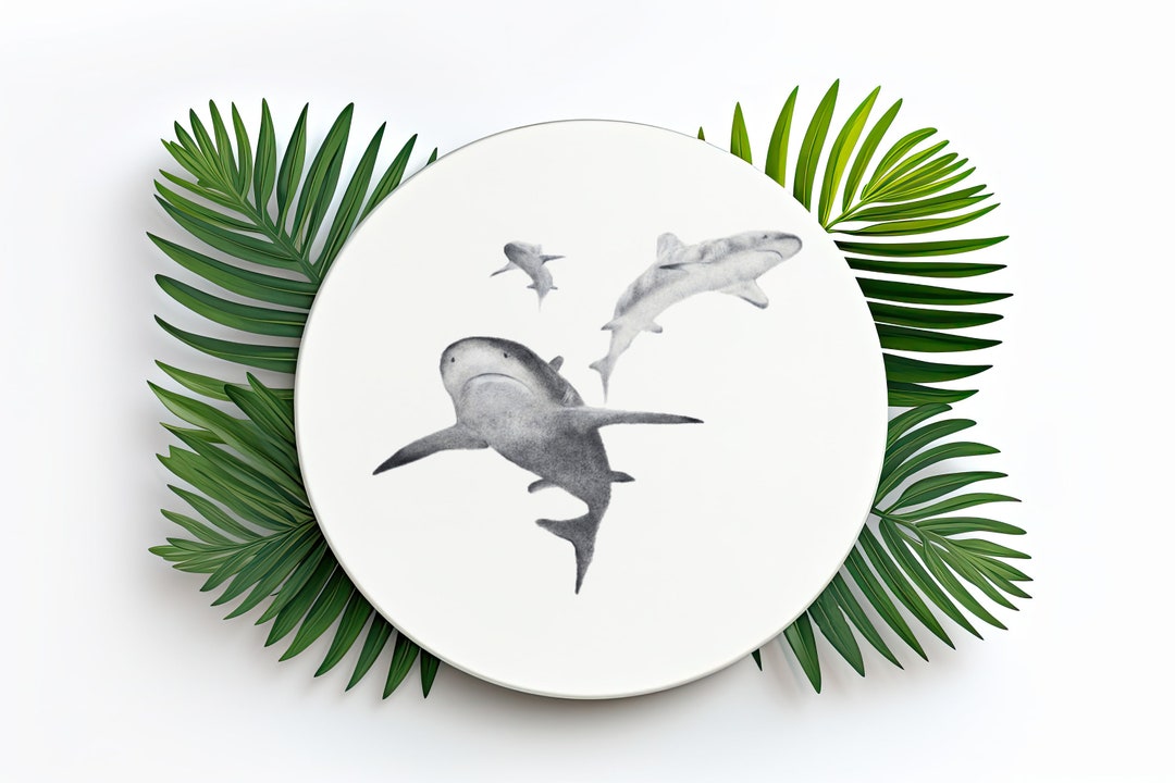 Round Under the Sea Shark MDF Coaster - Etsy