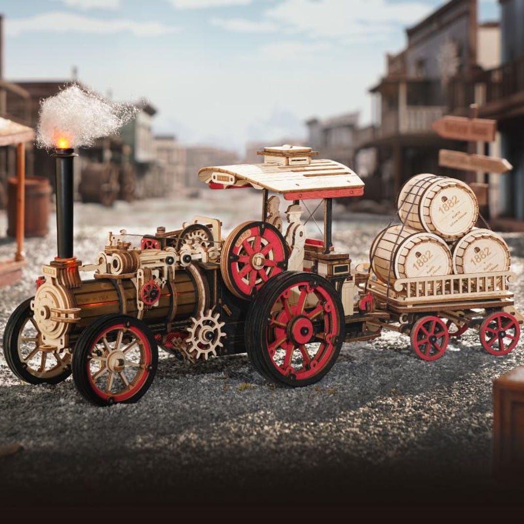 ROKR Steam Engine 3D Wooden Mechanical Puzzle Robotime DIY Mechanical Model Kit Handcraft Gift ...