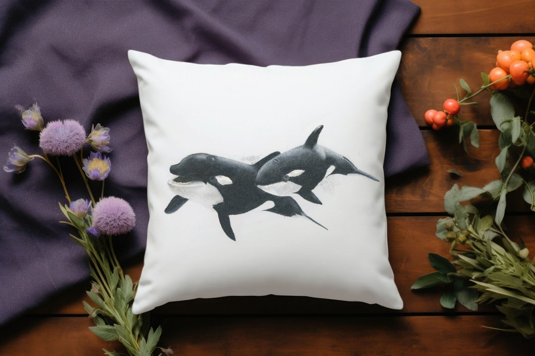 40cm Square Under the Sea Orca Killer Whale Cushion Throw Pillow - Etsy