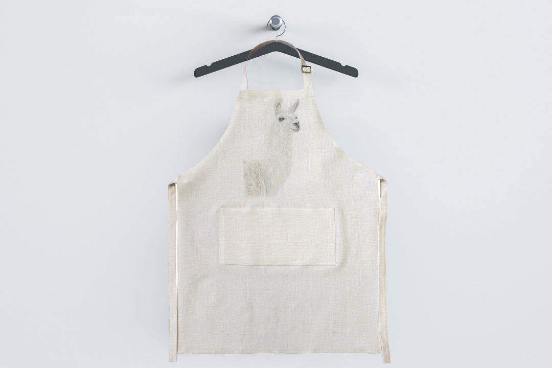 On the Farm Llama Linen Apron With Adjustable Neck Strap and Front ...