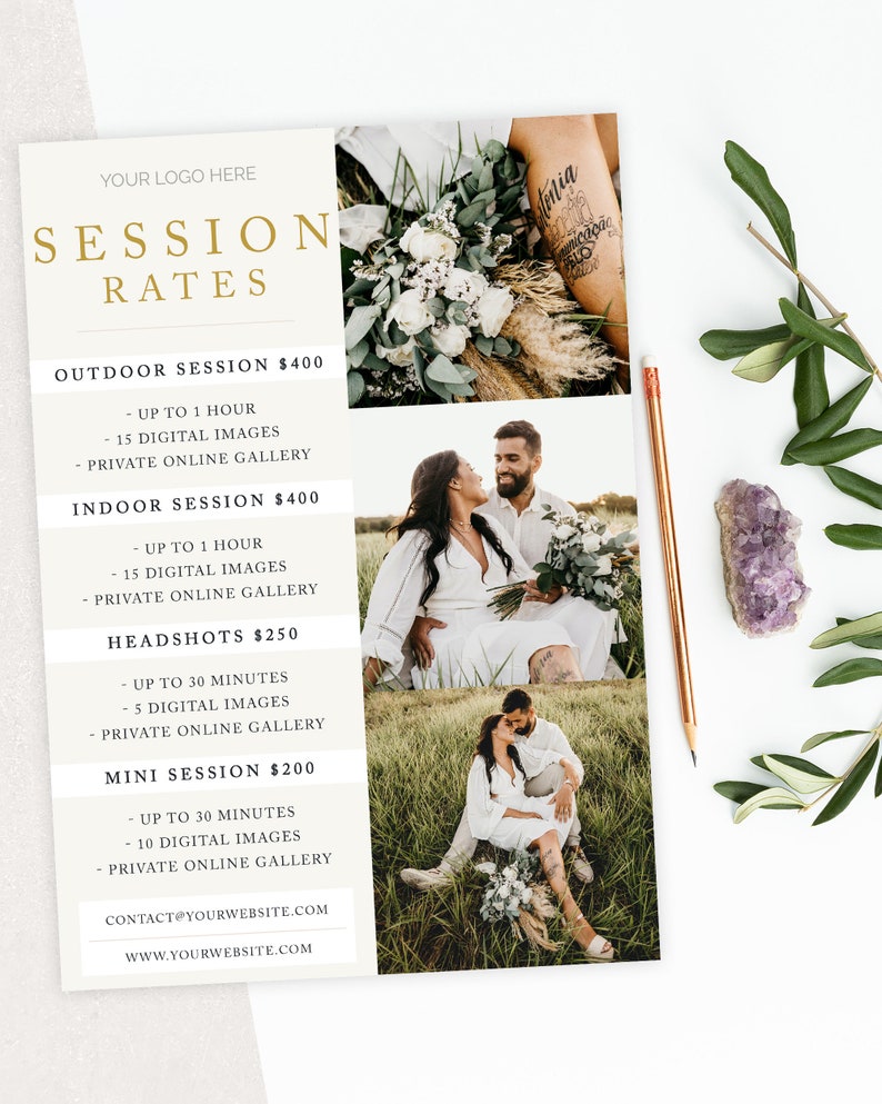 Photography Pricing PDF Template, Photography Price List, Photography ...