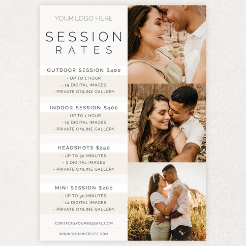 Photography Pricing PDF Template Photography Price List - Etsy