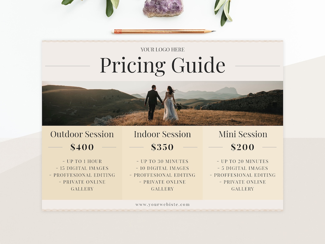 Photography Pricing Guide, Price List, Photography Price Sheet ...