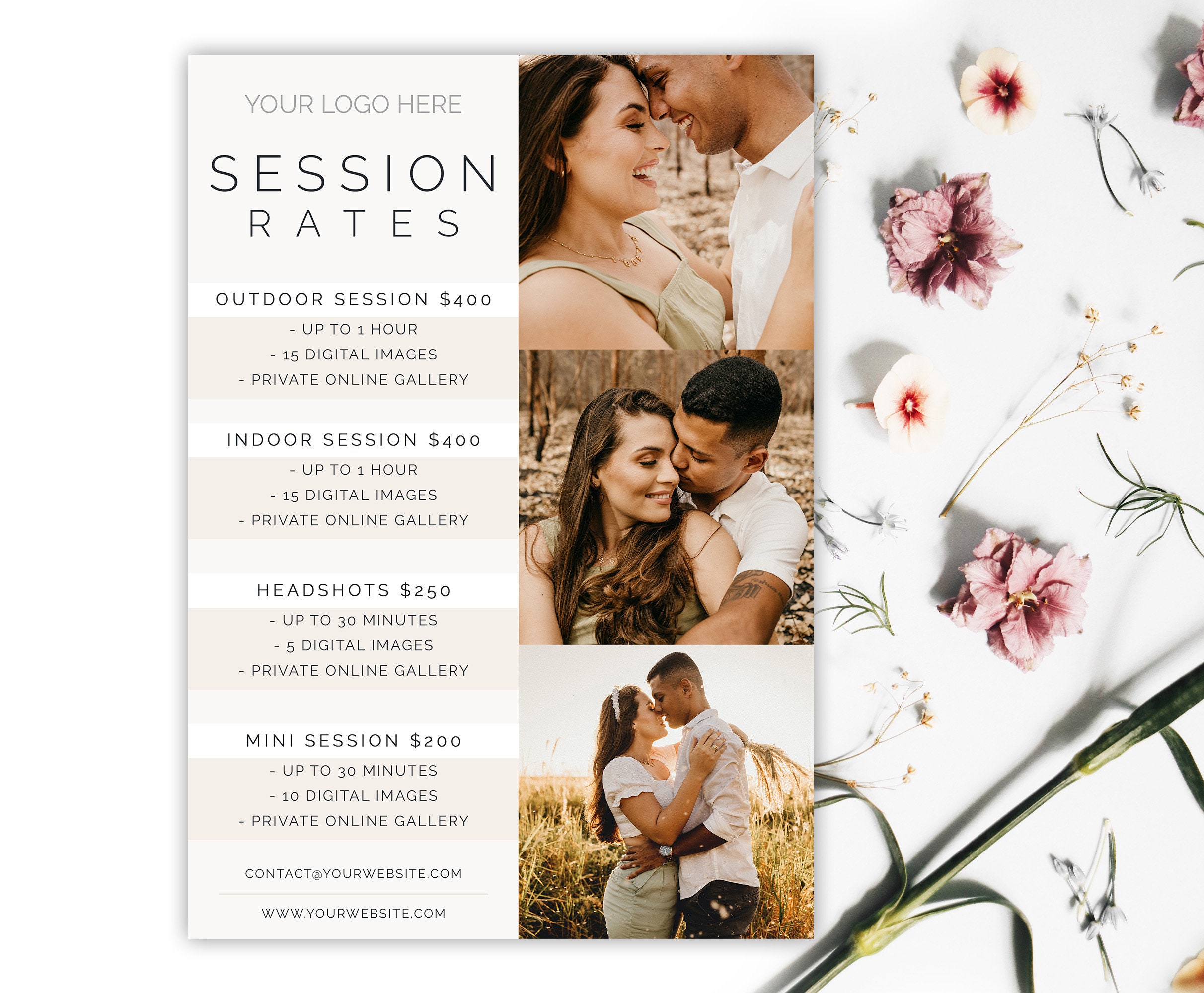 Photography Pricing PDF Template, Photography Price List, Photography ...