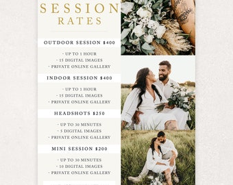 Photography Pricing PDF Template, Photography Price List, Photography ...