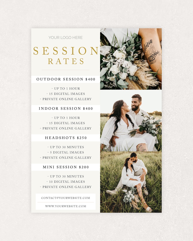 Photography Pricing PDF Template, Photography Price List, Photography ...