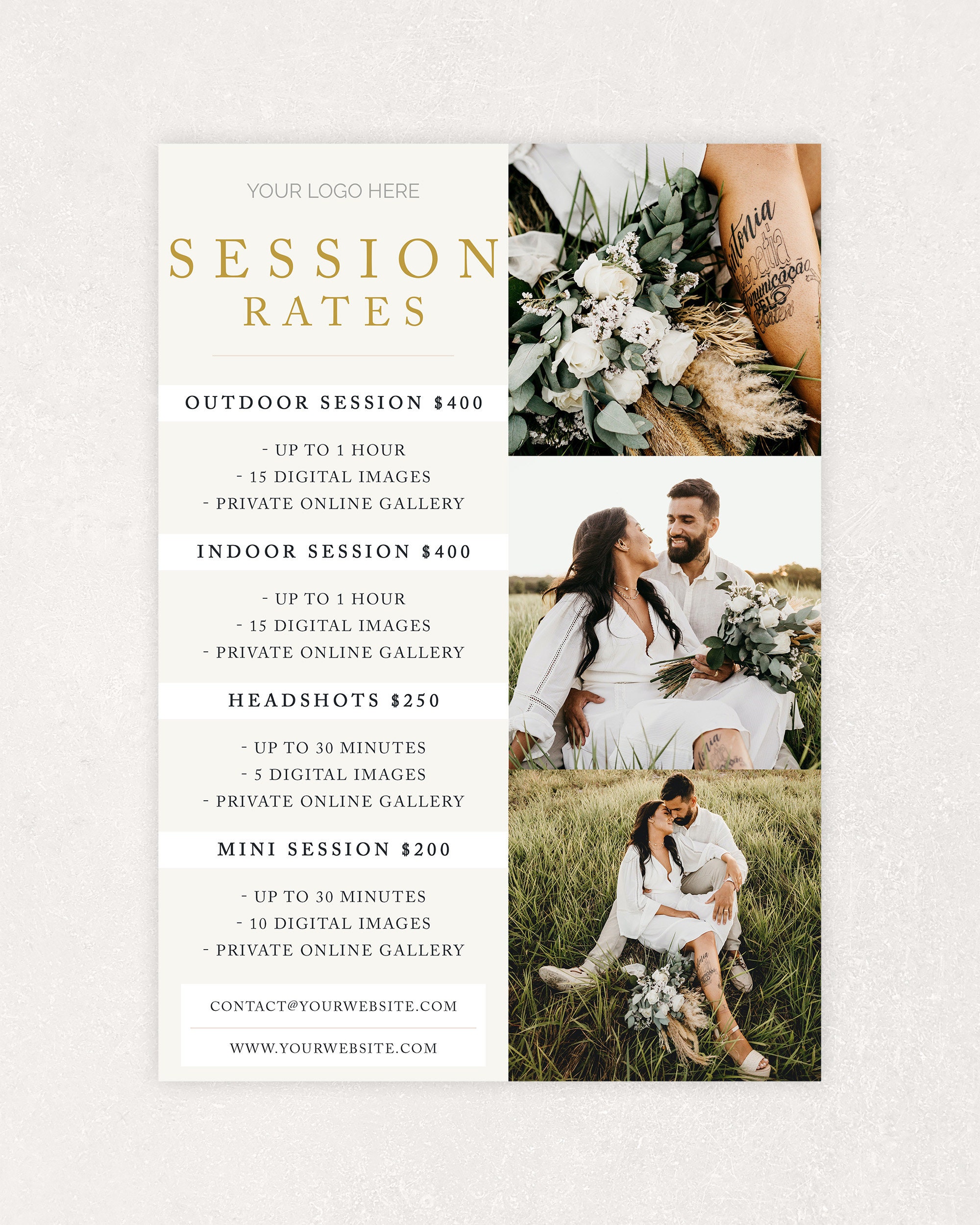 Photography Pricing PDF Template, Photography Price List, Photography ...