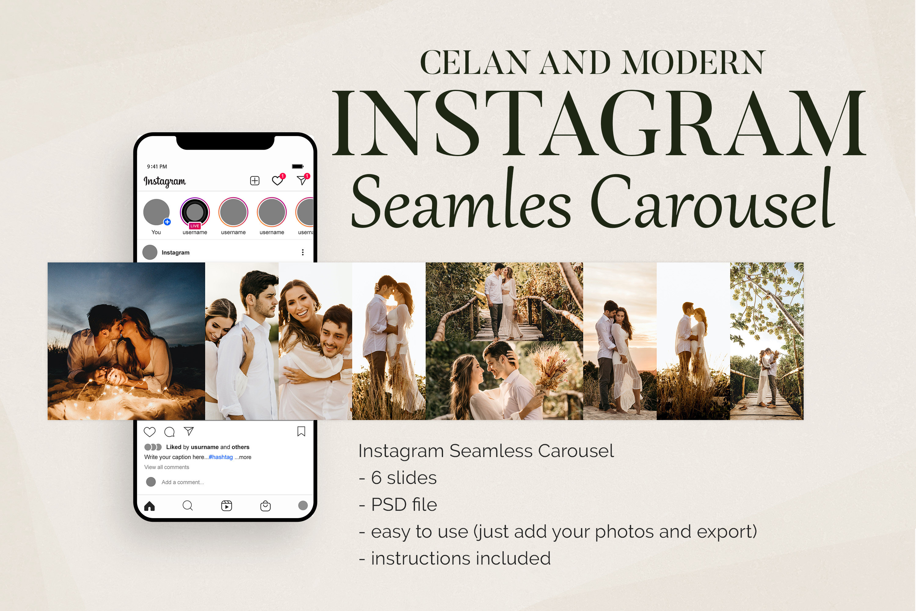 2022 Instagram Carousel - Collage Photoshop PSD Slide Post Template for ...