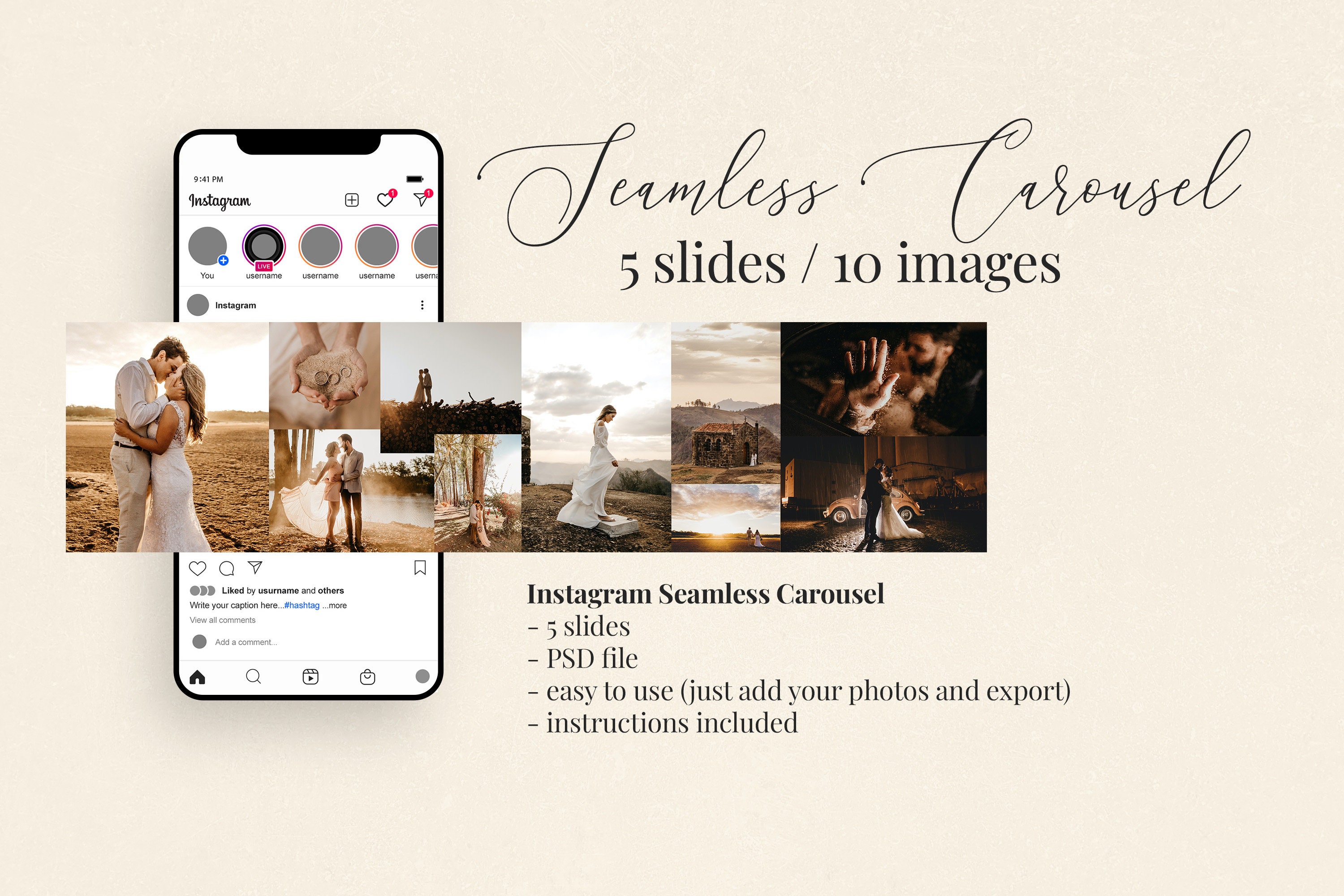 2022 Instagram Carousel Collage Photoshop PSD Slide Post Etsy