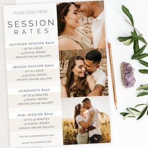 Photography Pricing PDF Template, Photography Price List, Photography ...