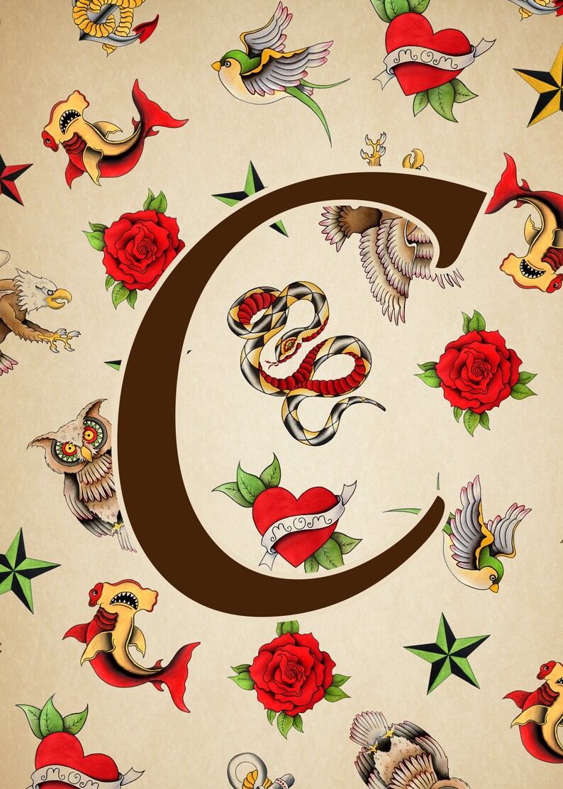 Custom Tattoo Letter Prints Sailor Jerry Letters - Etsy