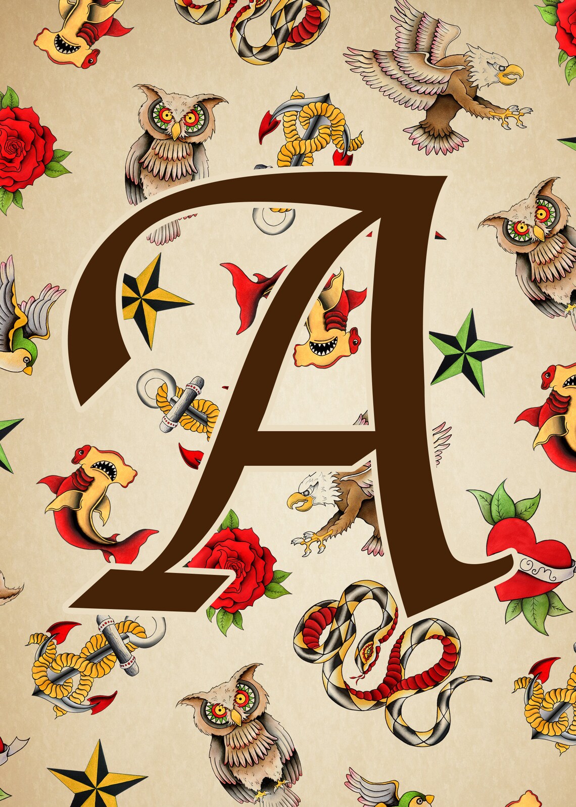 Custom Tattoo Letter Prints Sailor Jerry Letters - Etsy