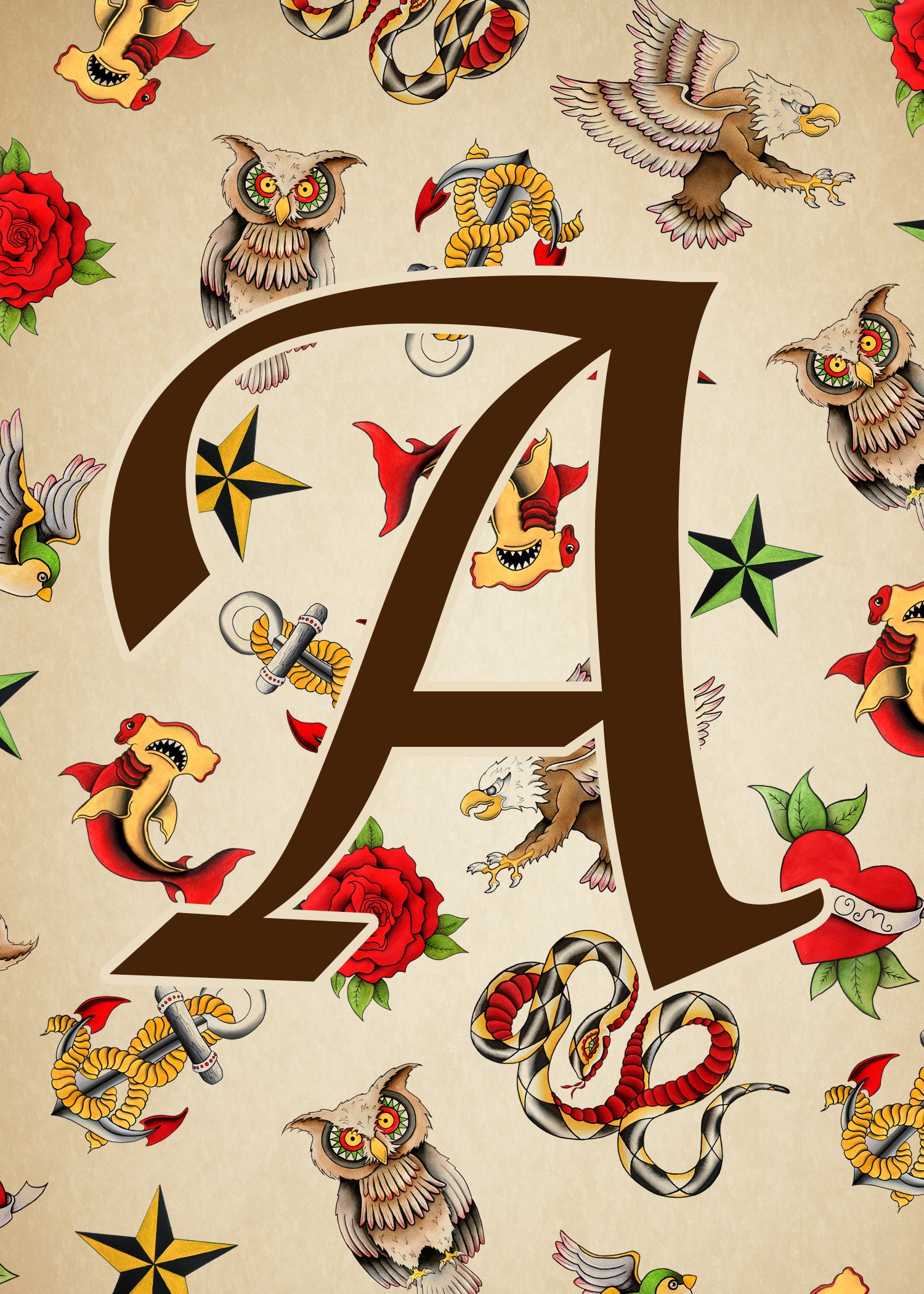 Custom Tattoo Letter Prints Sailor Jerry Letters - Etsy