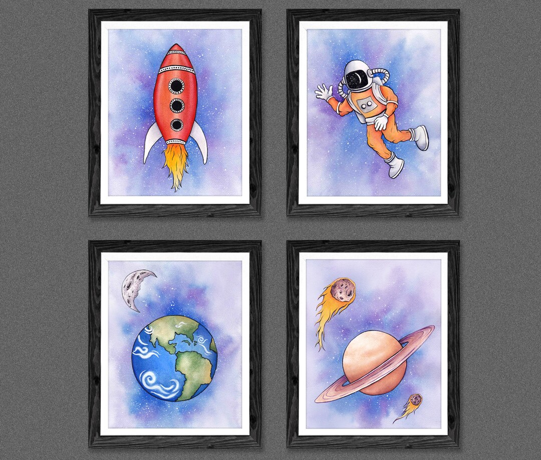 Outer Space Watercolor Nursery Art | Outer Space Decor | Outer Space ...