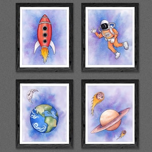 Outer Space Watercolor Nursery Art | Outer Space Decor | Outer Space ...