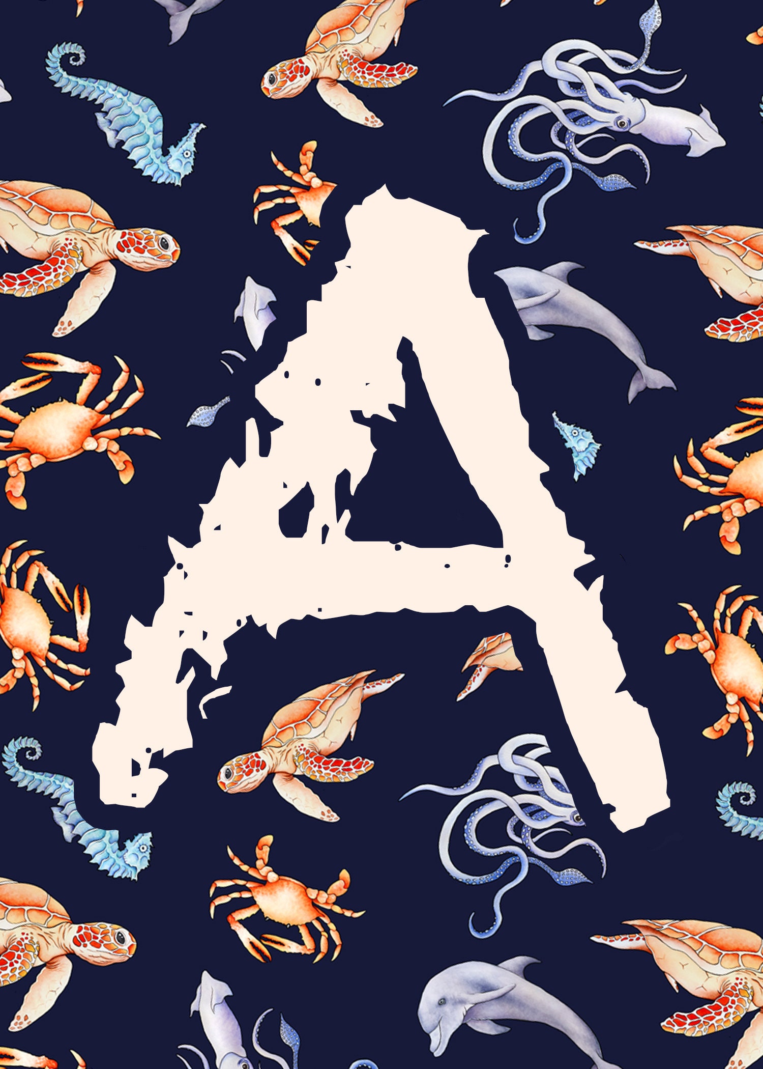 Custom Nautical Letter Prints Ocean Sea Creature Letters | Etsy