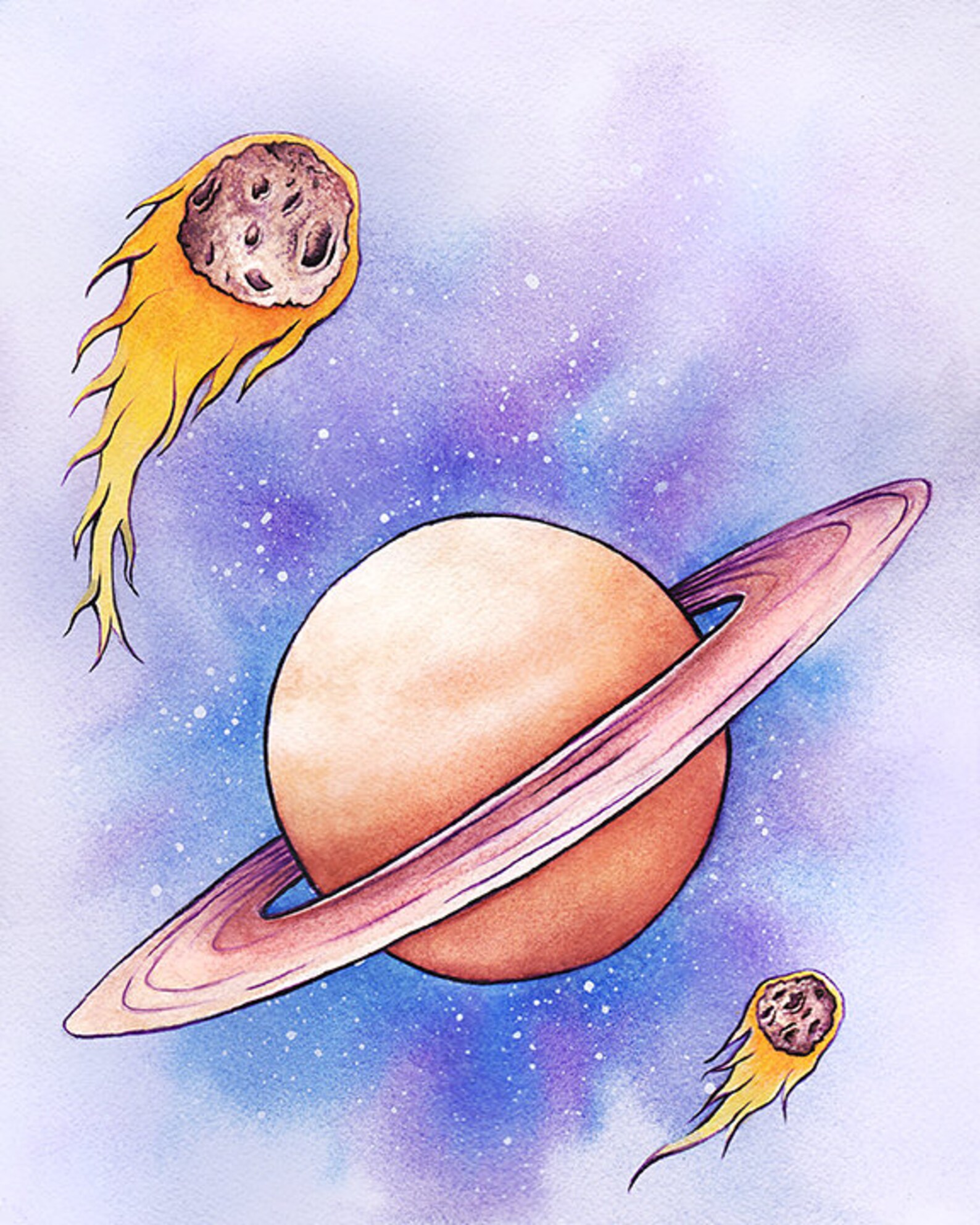 Outer Space Watercolor Nursery Art Outer Space Decor Outer - Etsy