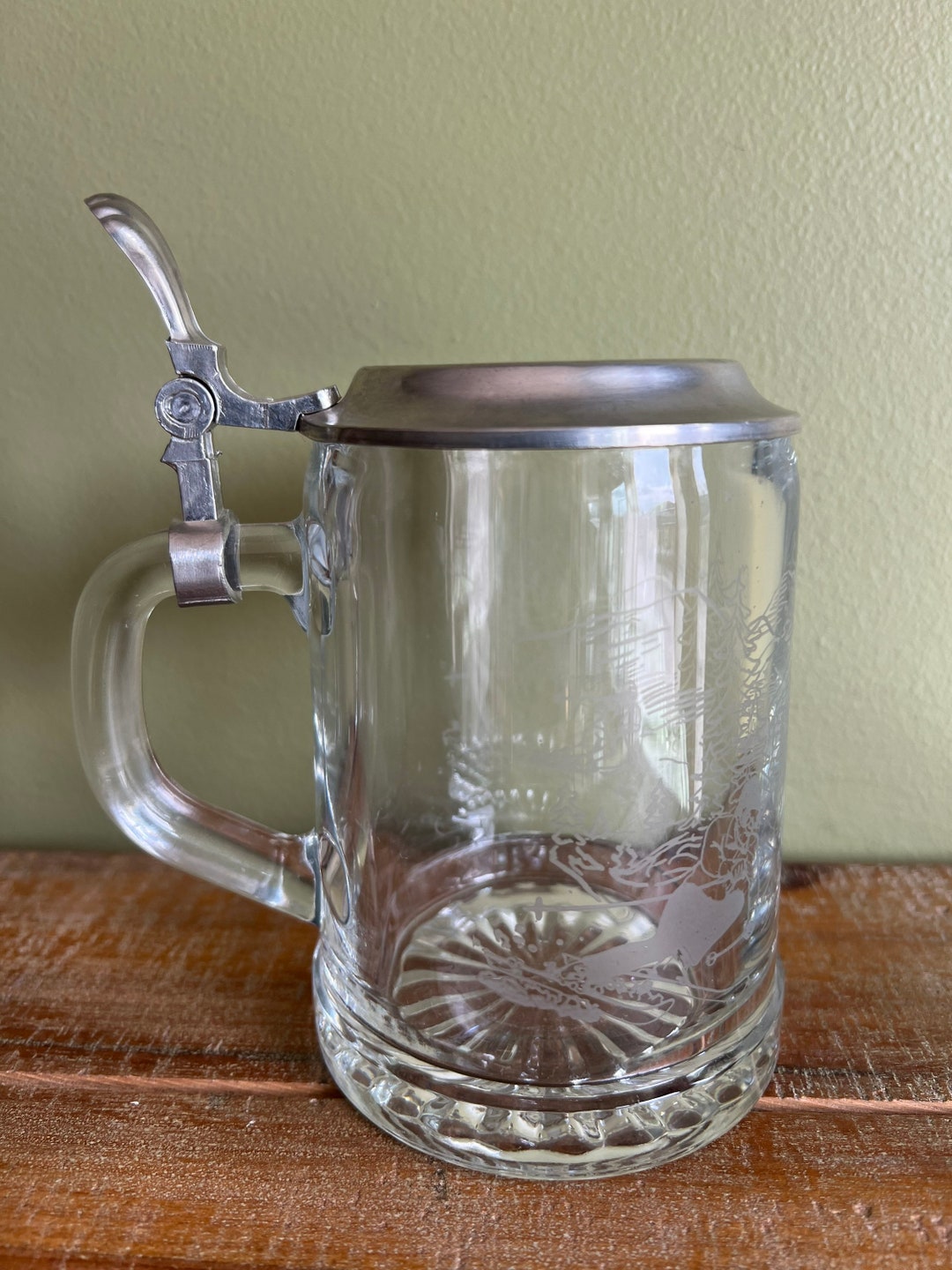 Reserved ALWE Germany Glass Beer Stein/traditional German Beer Tankard ...