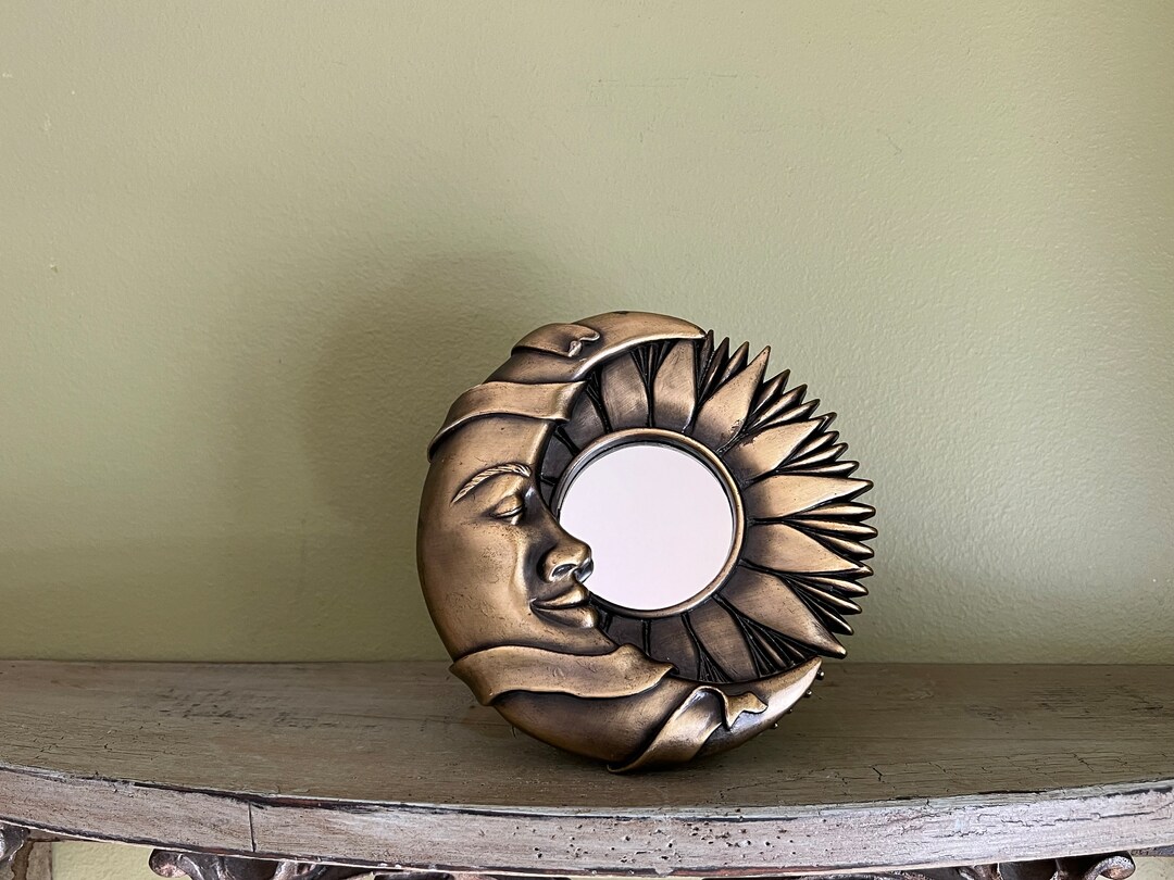 Vintage Small Celestial Metal Mirror/tabletop Crescent and Sun Mirror ...