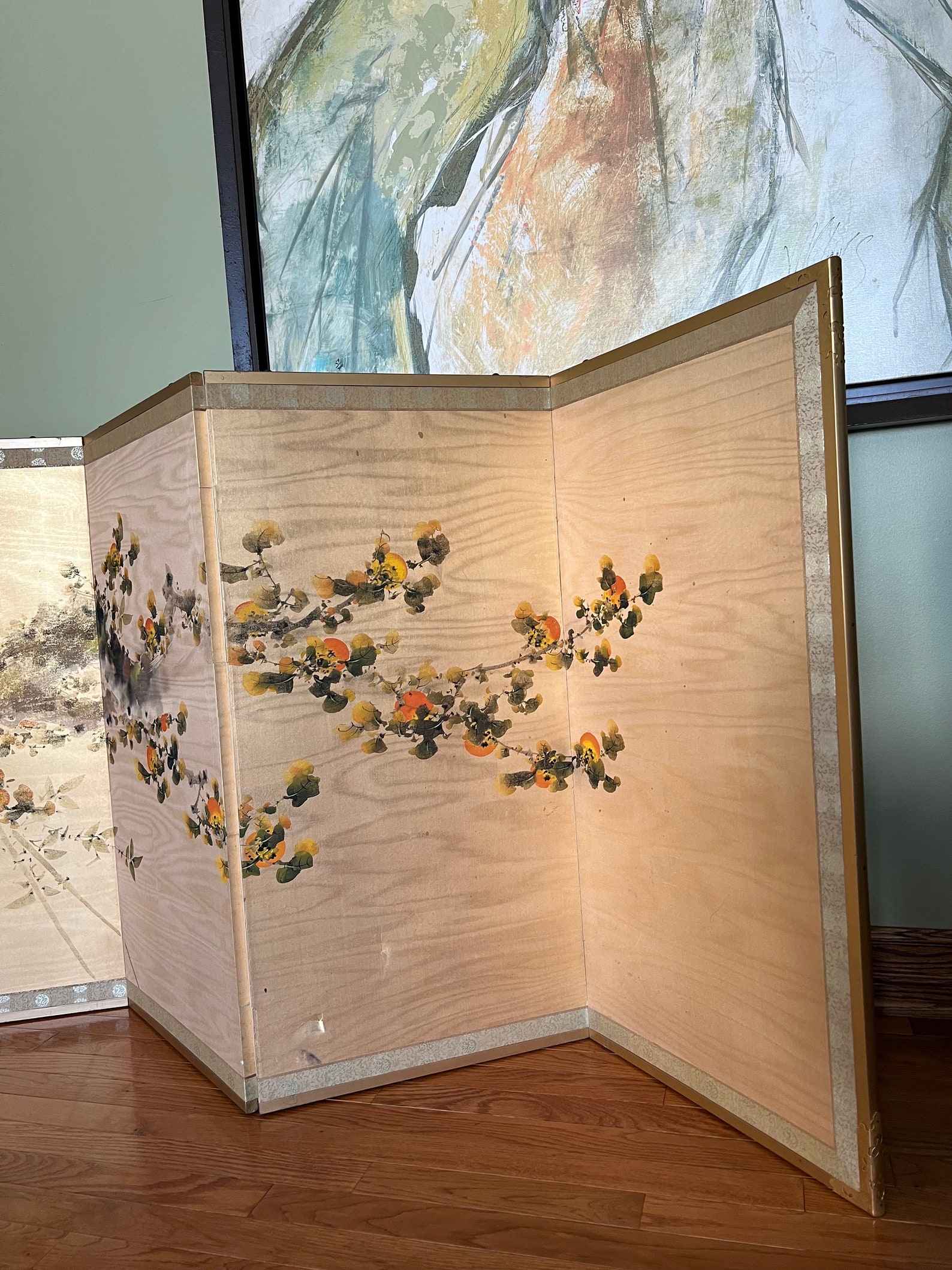 1970s EISHO YAMASHITA Japanese Artist Hand Painted Silk Screen Blooming ...