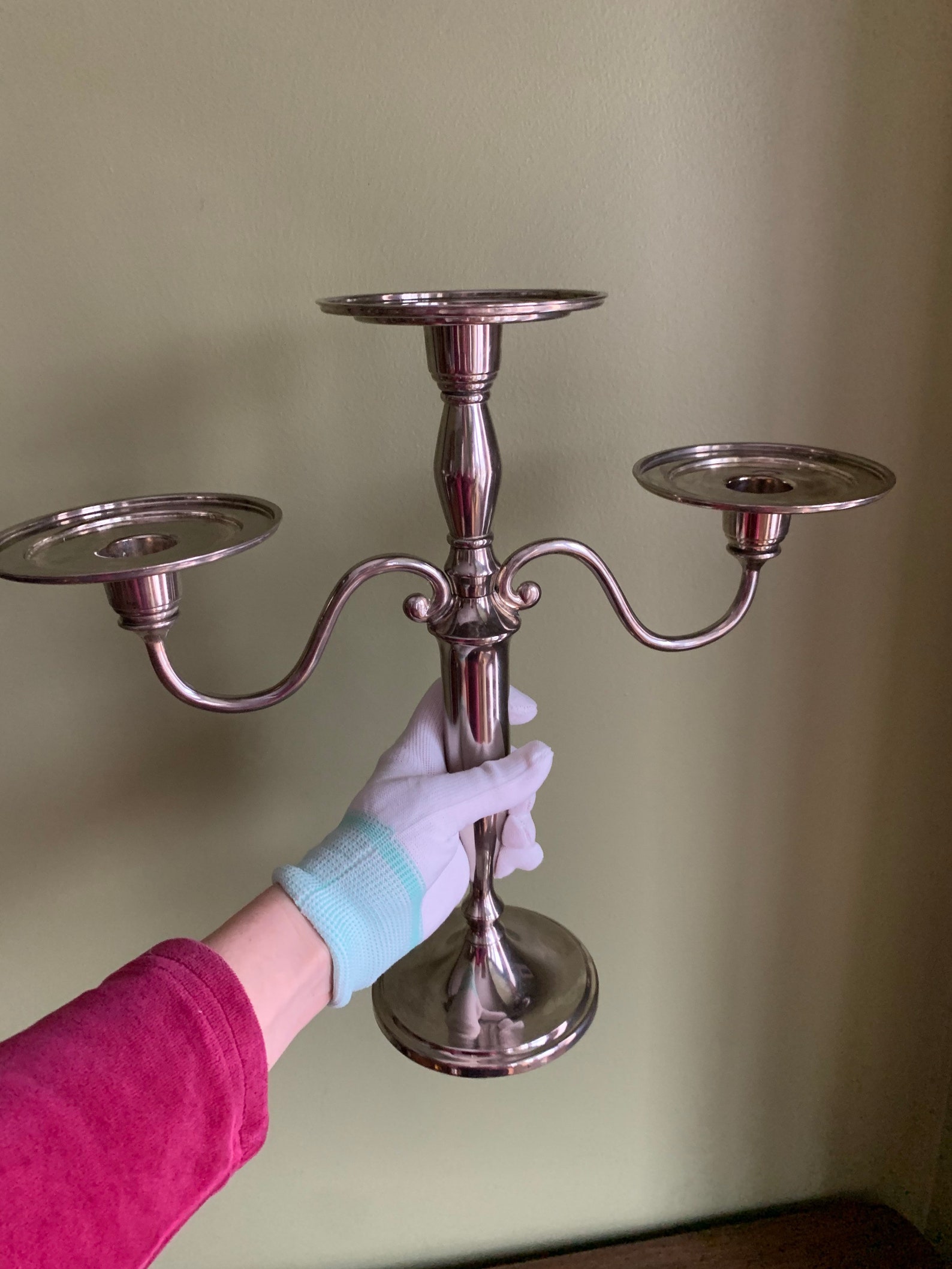 Godinger Silver Plated Candelabra/ Two Arms 3 Candles Large | Etsy