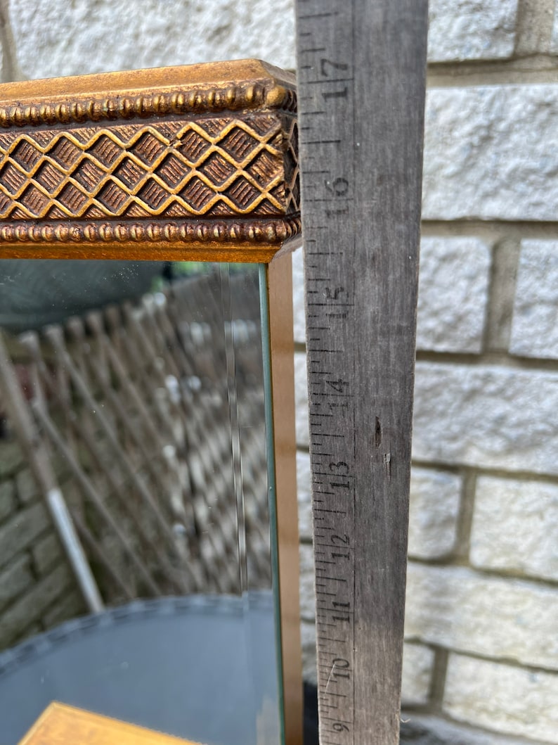 Vintage Gold Wooden Frame Beveled Mirror With Shelf Made in - Etsy