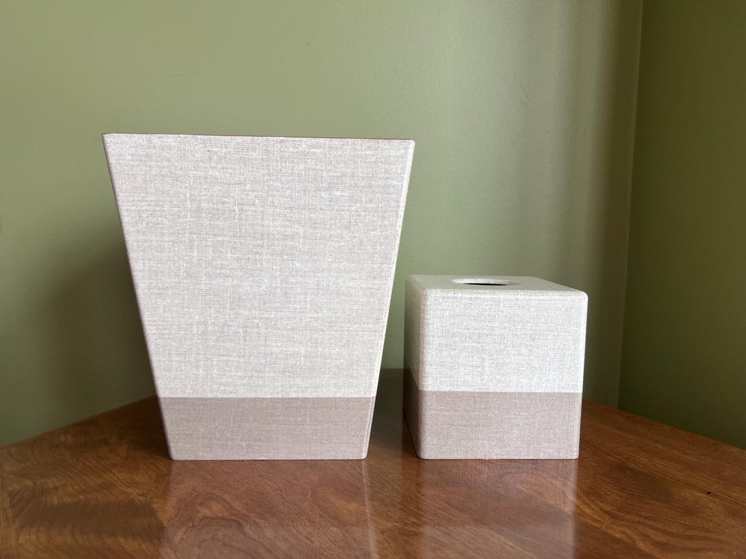 Wooden Tissue Box Cover and Waste Bin SET //vintage Set of Wooden Waste ...