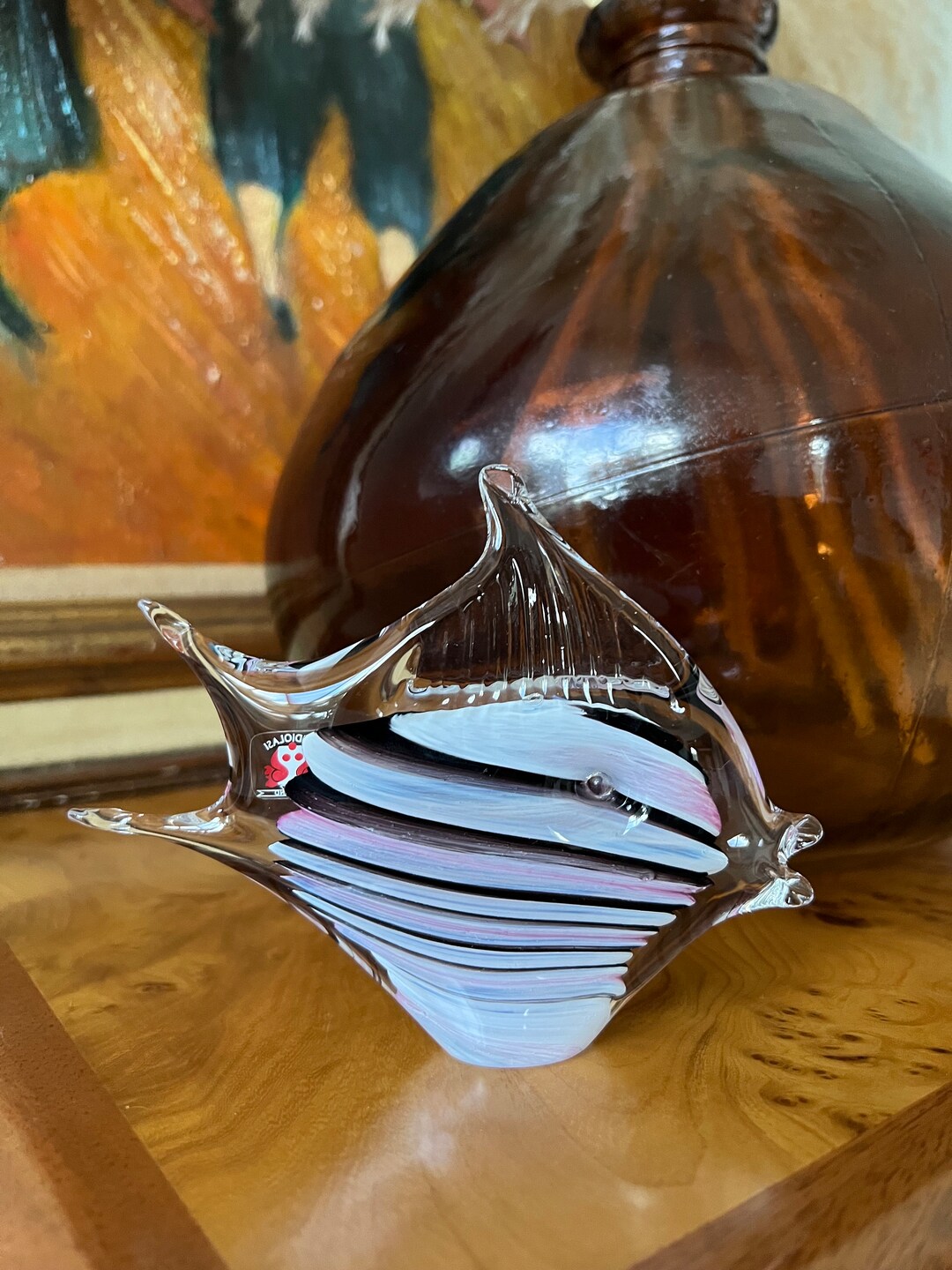 MCM Glass Fish Figurine Studiolasi 1977 Made in Finland/vintage Glass Fish Figurine/modern ...