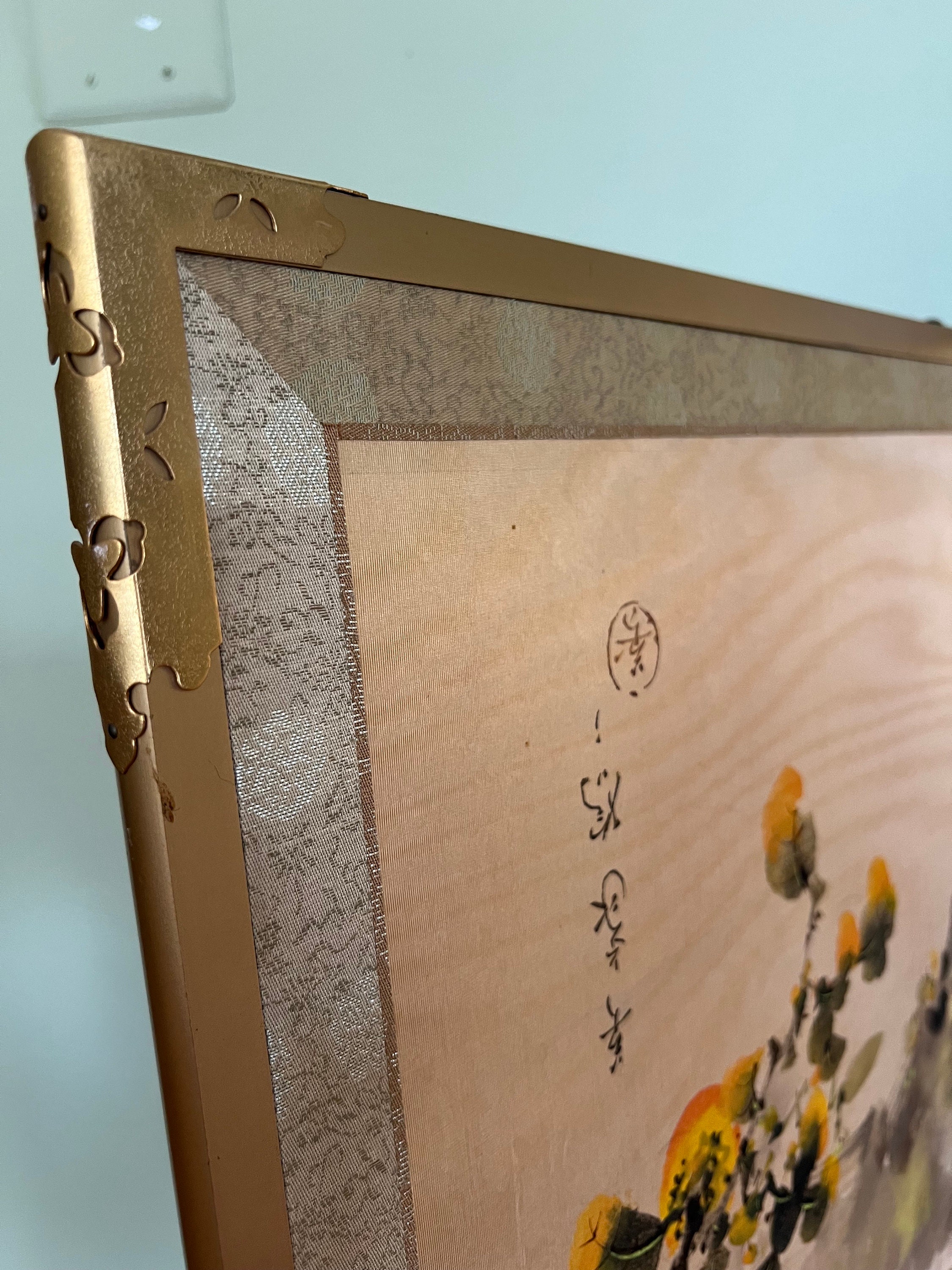 1970s EISHO YAMASHITA Japanese Artist Hand Painted Silk Screen Blooming ...