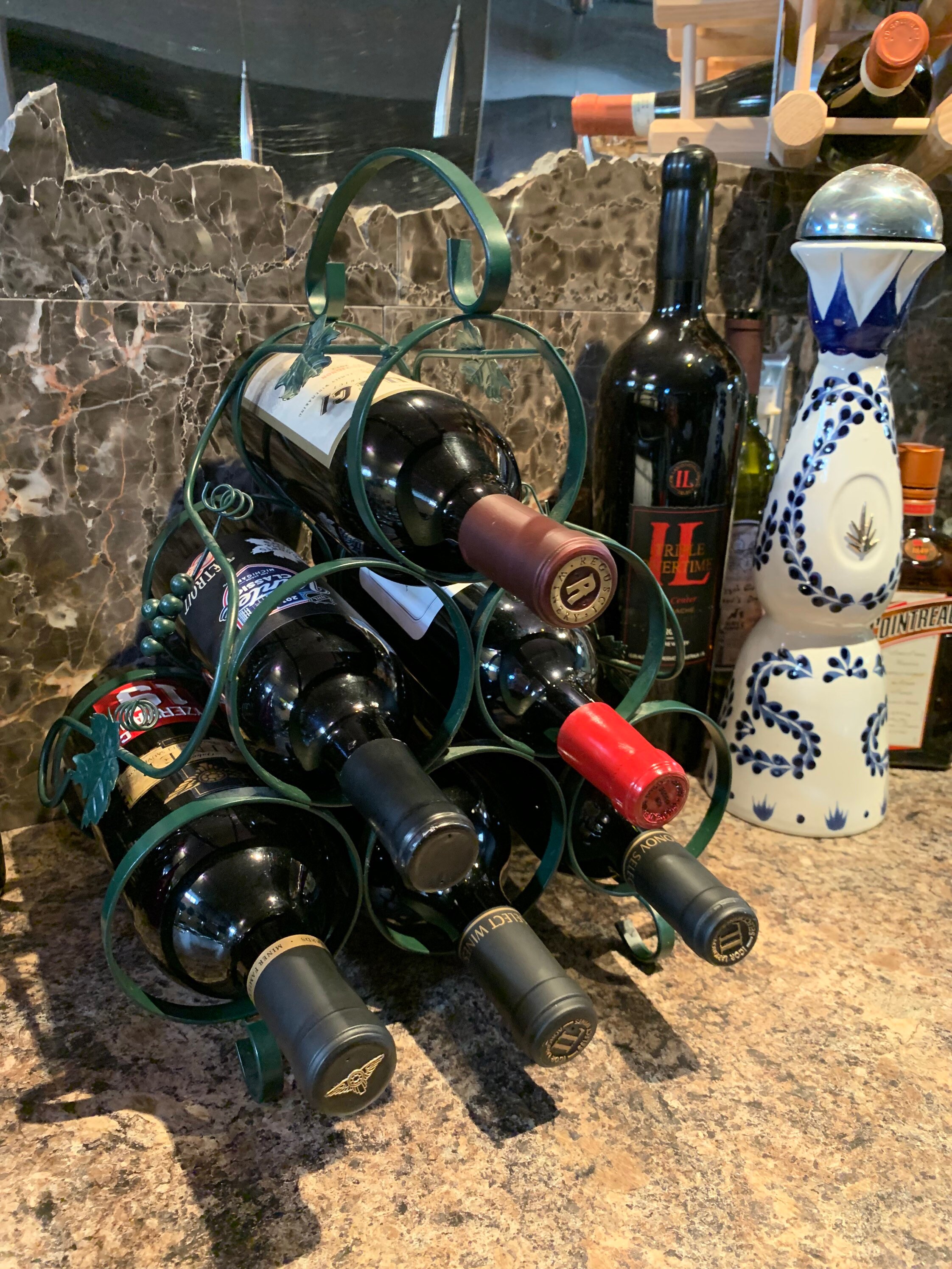 Vintage Wine Rack 6 Bottles Holder with Grape Decor | Etsy