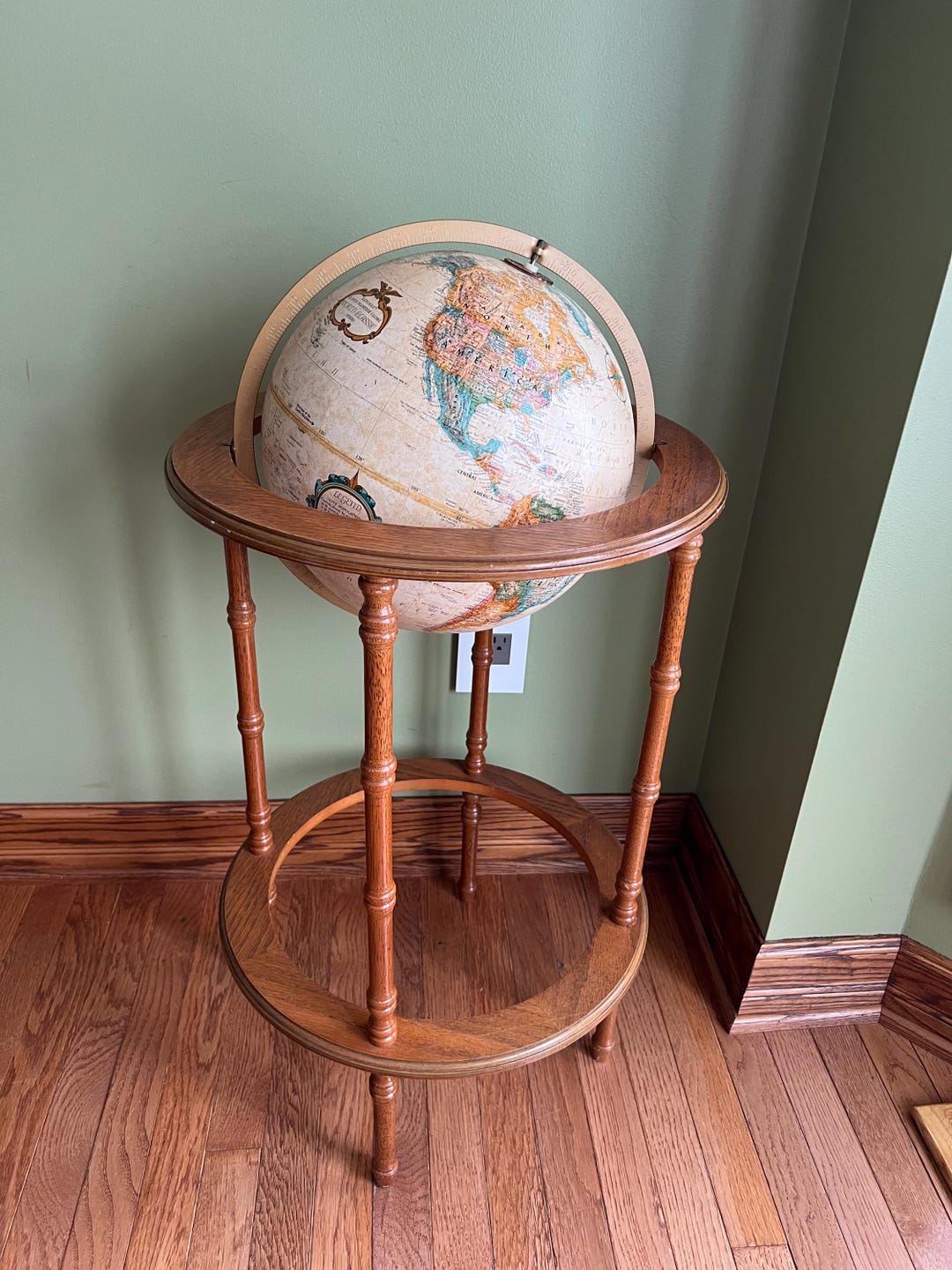 Vintage Replogle World Globe on Rosalco Wooden Stand/late 1980s- Early ...
