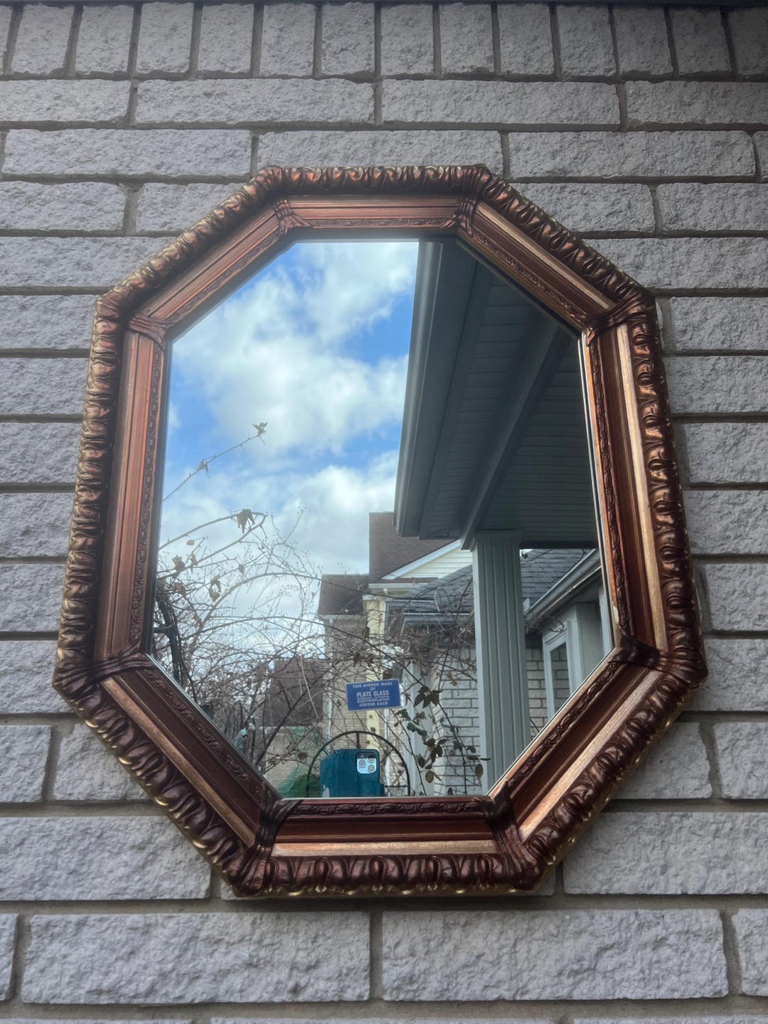 Vintage Rare Bronze and Gold Tone Solid Wood Frame With Plate Glass ...