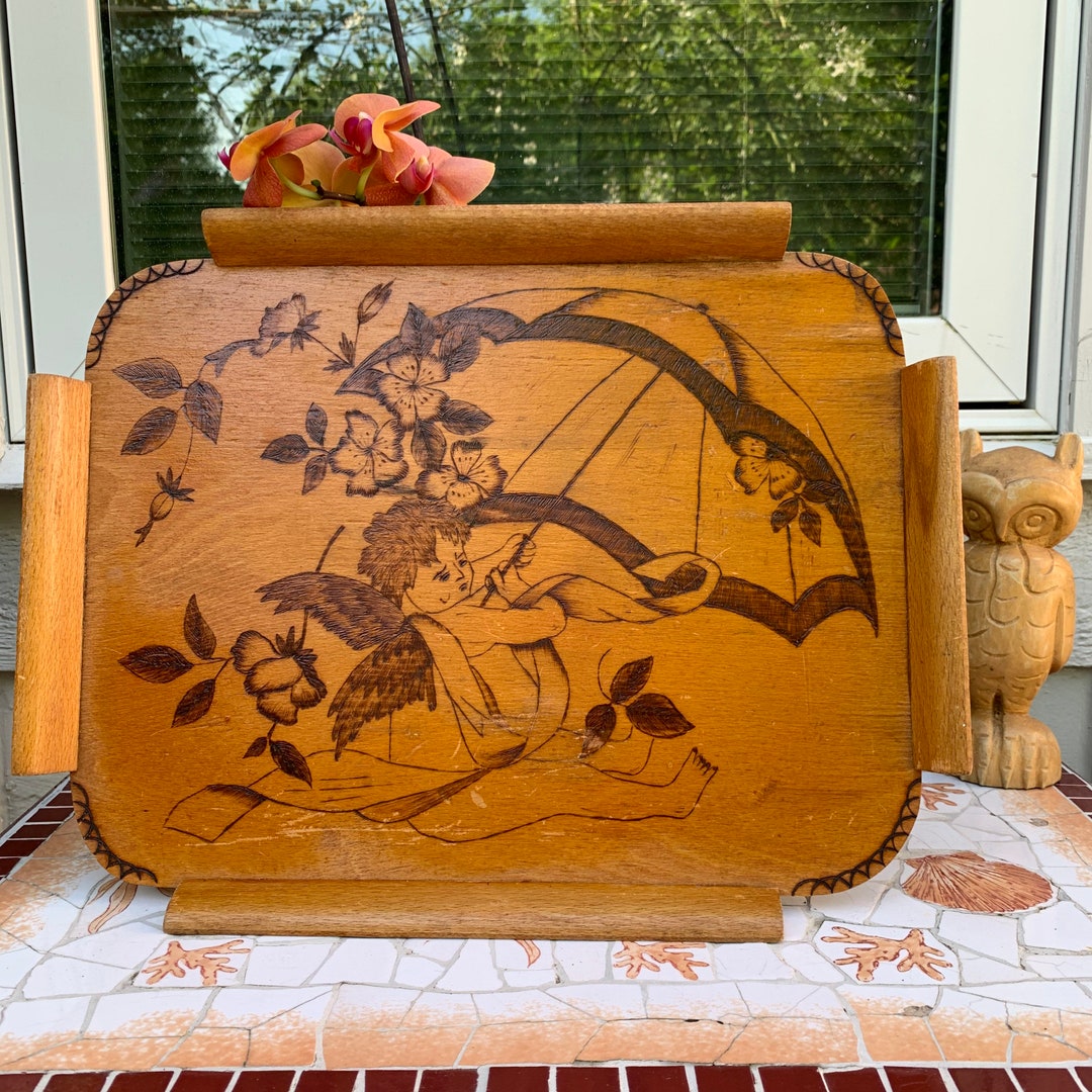 Vintage Wooden Tray/ Primitive Wood Tray/ Rustic House Decorative Tray ...