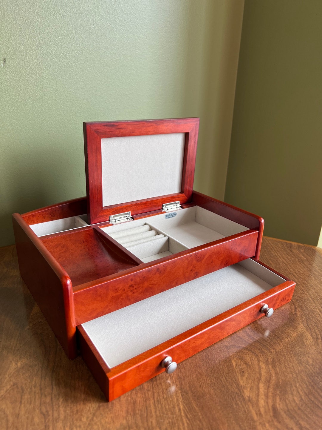 Vintage Mele and Co. Men’s Dresser Valet Wooden Jewelry Box/ Men’s ...