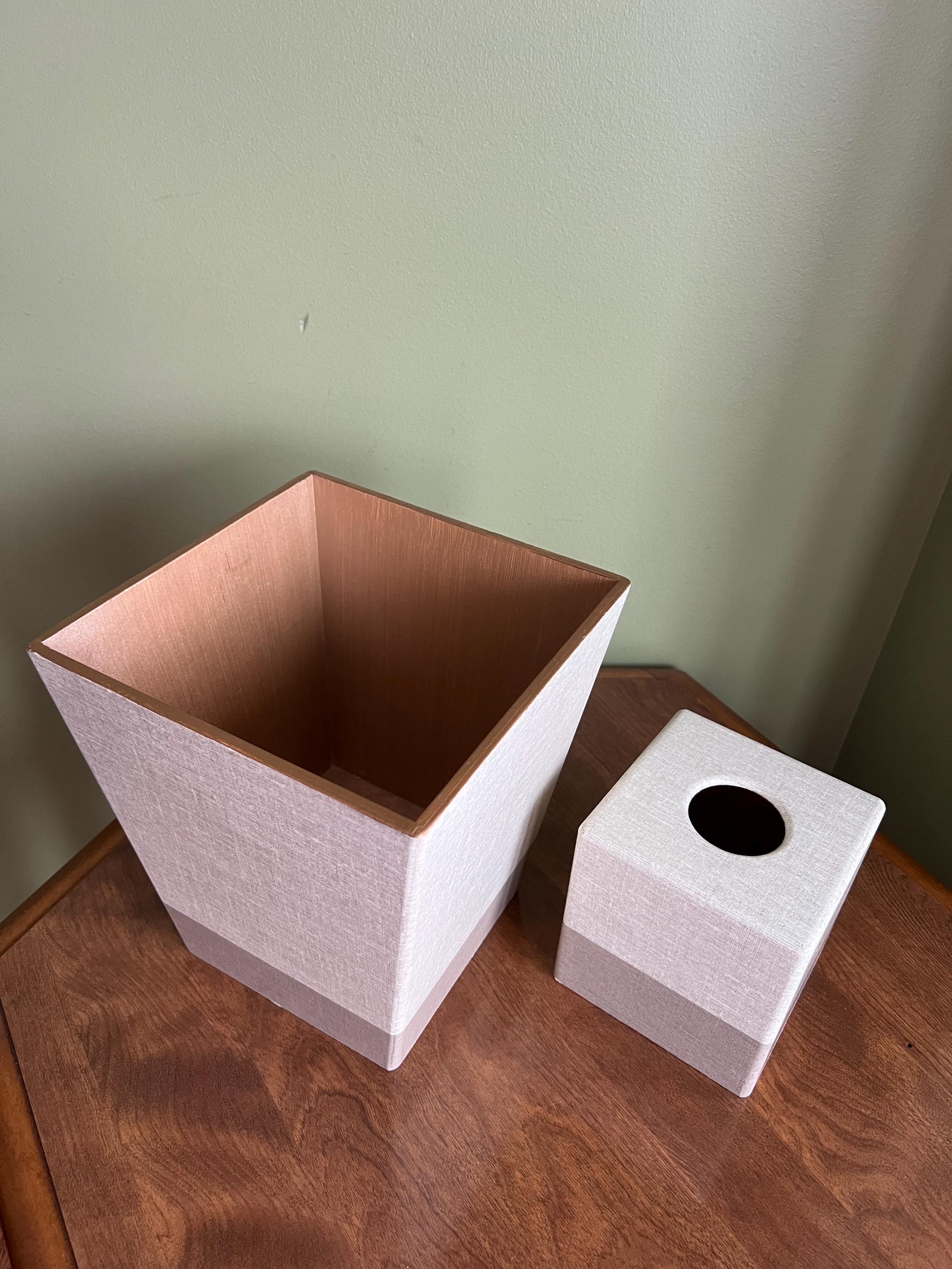 Wooden Tissue Box Cover and Waste Bin SET //vintage Set of Wooden Waste ...