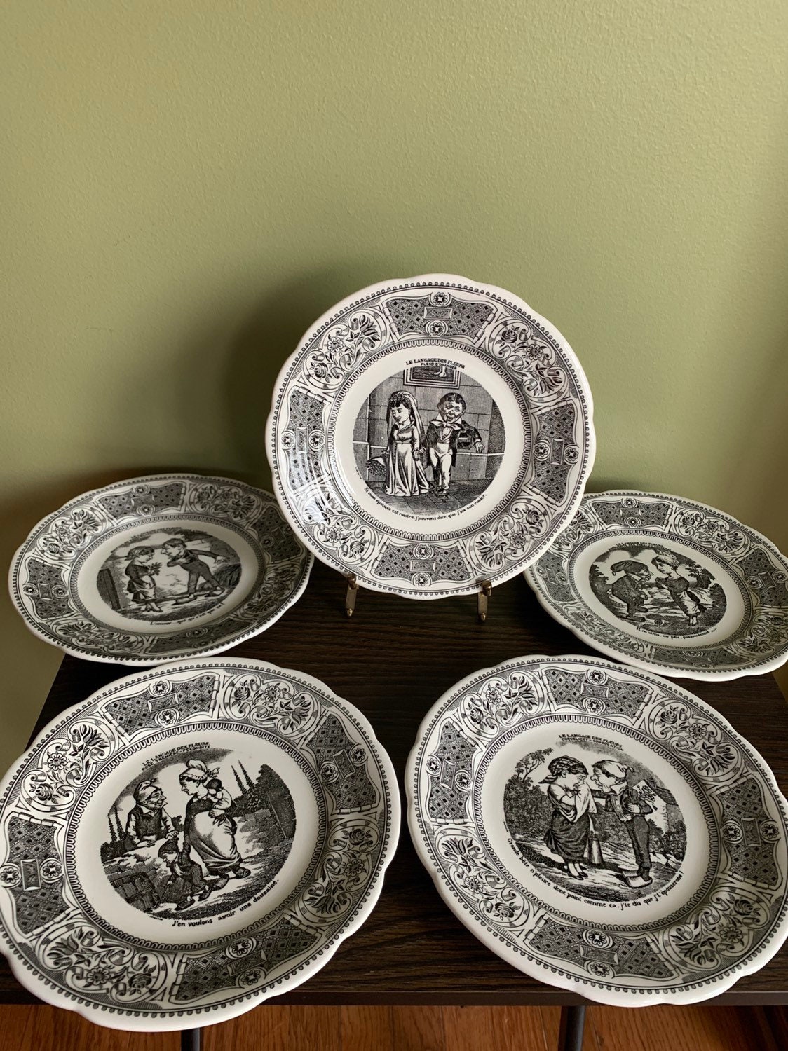 Vintage French Talking Plates Gien France | Etsy