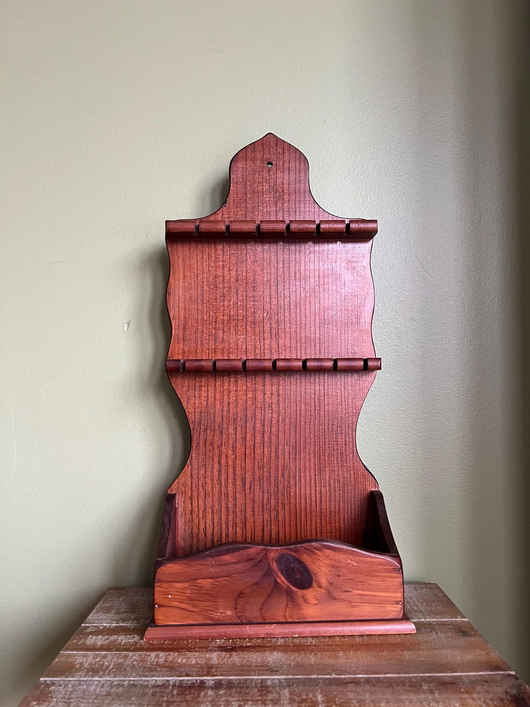 Vintage Wooden Spoon Rack With Shelf//wood Display 14 Spoon Slots ...