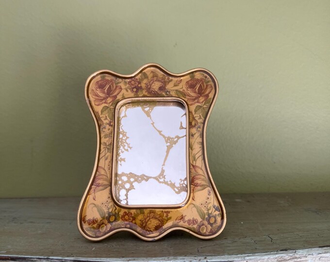 Vintage 1985 the Bucklers Frame Vanity Mirror// Small Enameled Metal ...