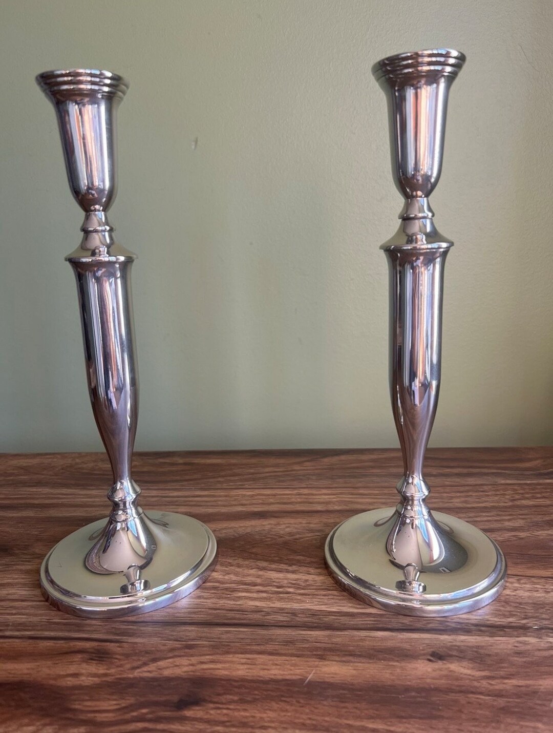 Vintage GODINGER Silver Plated Candlesticks Set of 2/ Two Silver Plated ...
