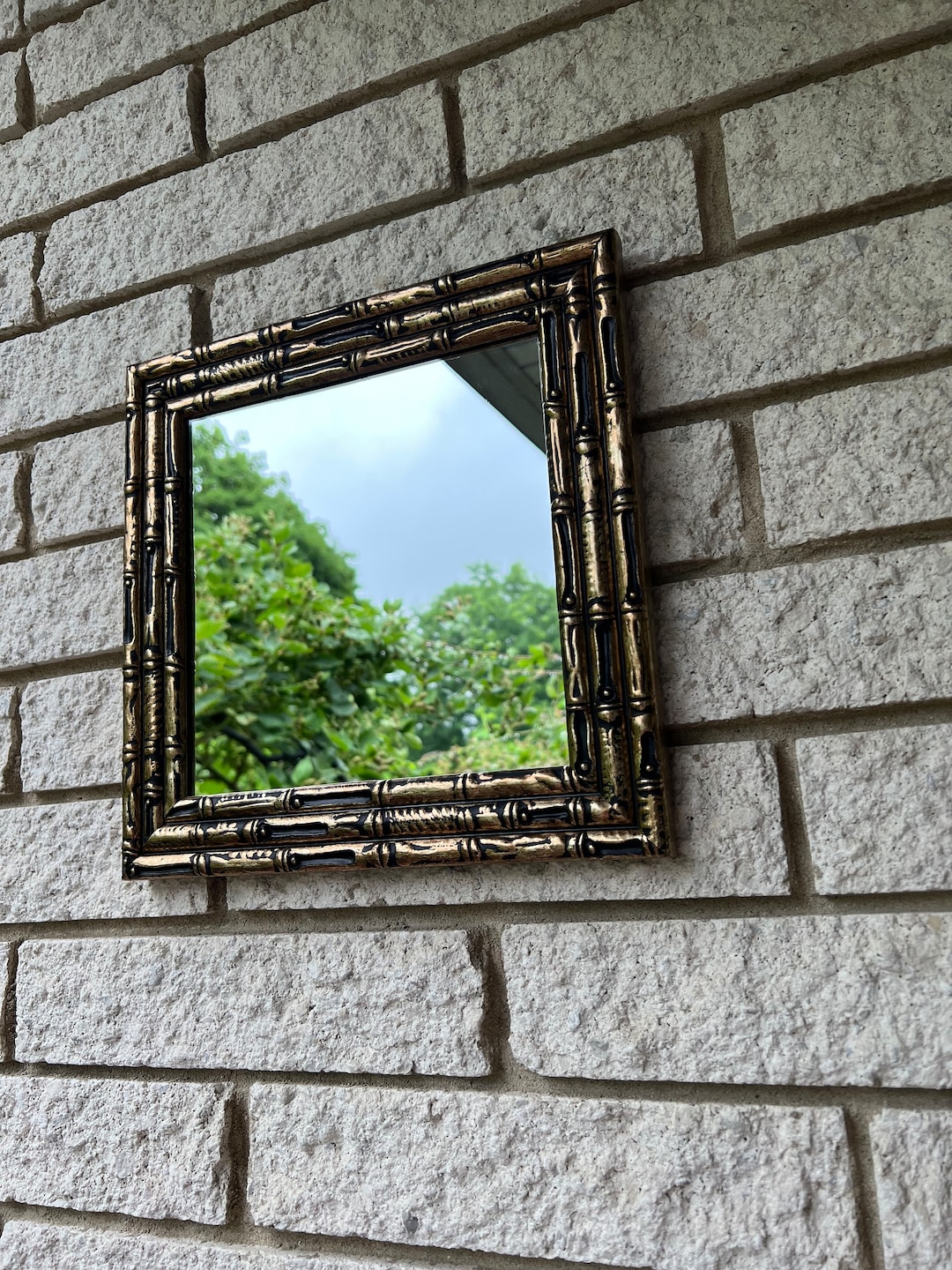 Vintage Faux Bamboo Frame Mirror/gold With Bronze Accent Faux Bamboo ...