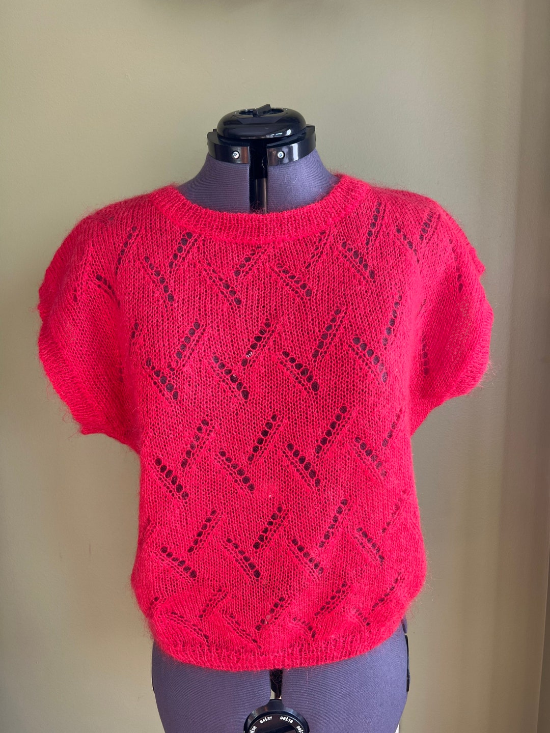 Vintage Women's Red Mohair Vest Sz M/ Renee Tener for Jeanne Pierre Red ...