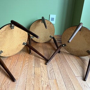 Set of 3 MCM Stackable Round Tables/atomic Era Small Round Table/mid ...