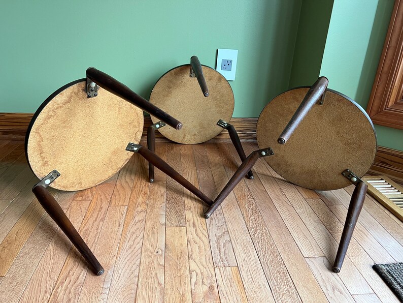 Set of 3 MCM Stackable Round Tables/atomic Time Small Round - Etsy