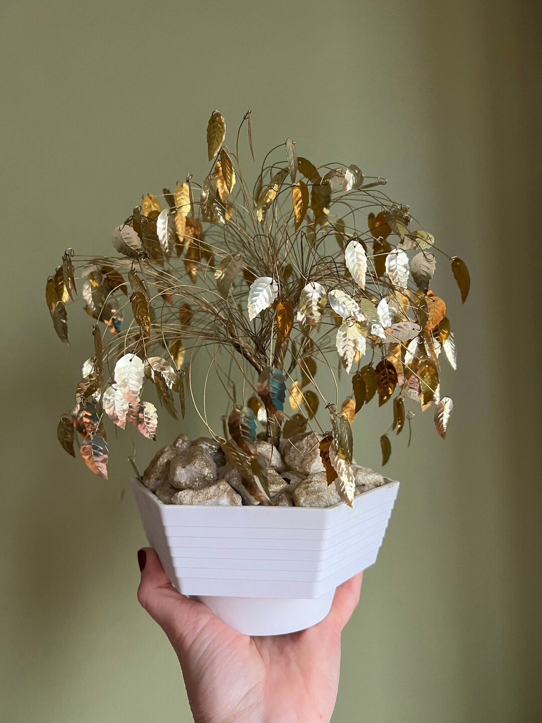 Vintage Gold Wired Tree on Base Dream Tree J. R. Tramel Gold Foil ...