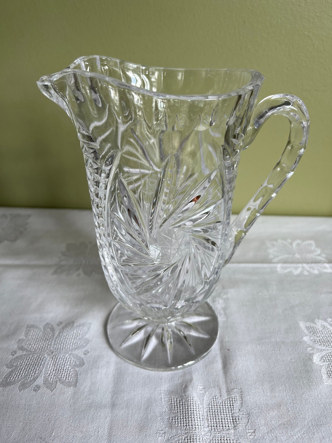 Vintage Crystal Pinwheel Footed Pitcher/ Classic Crystal Vase ...