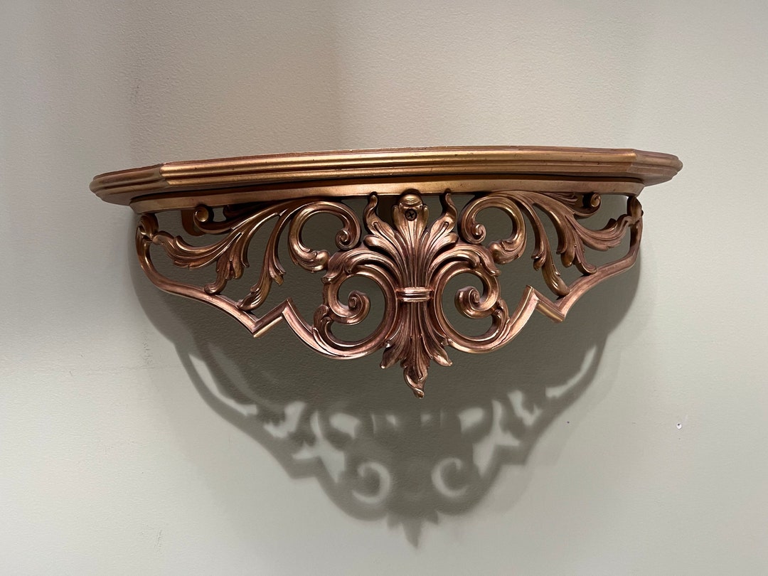 Vintage Gold Wall Corbel Shelf/mid Century Syroco # 4702 Wood and ...