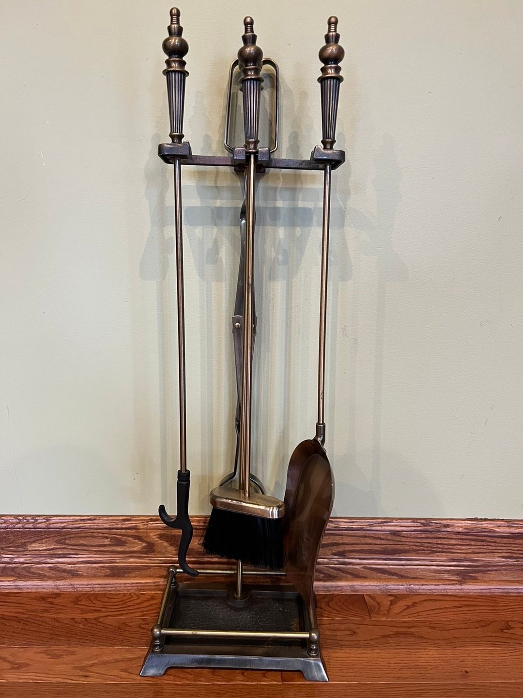 Vintage Fireplace Tools Set/ Colonial Style 4 Pieces and Stand ...