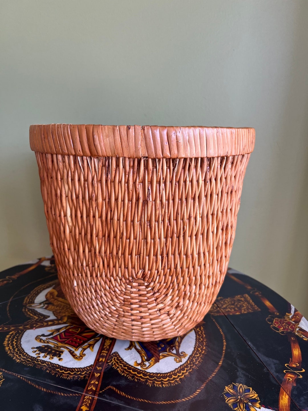 Vintage Chinese Woven Rice Basket/mid Century Rush Willow Wicker ...