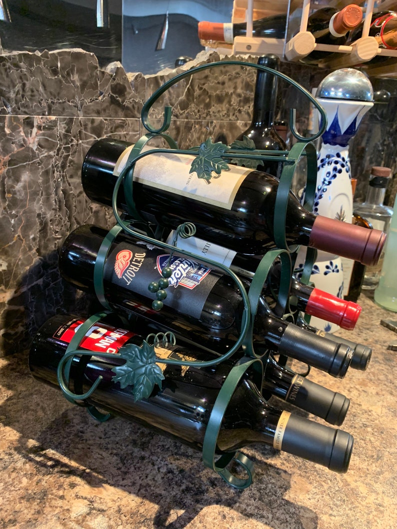 Vintage Wine Rack 6 Bottles Holder With Grape Decor - Etsy