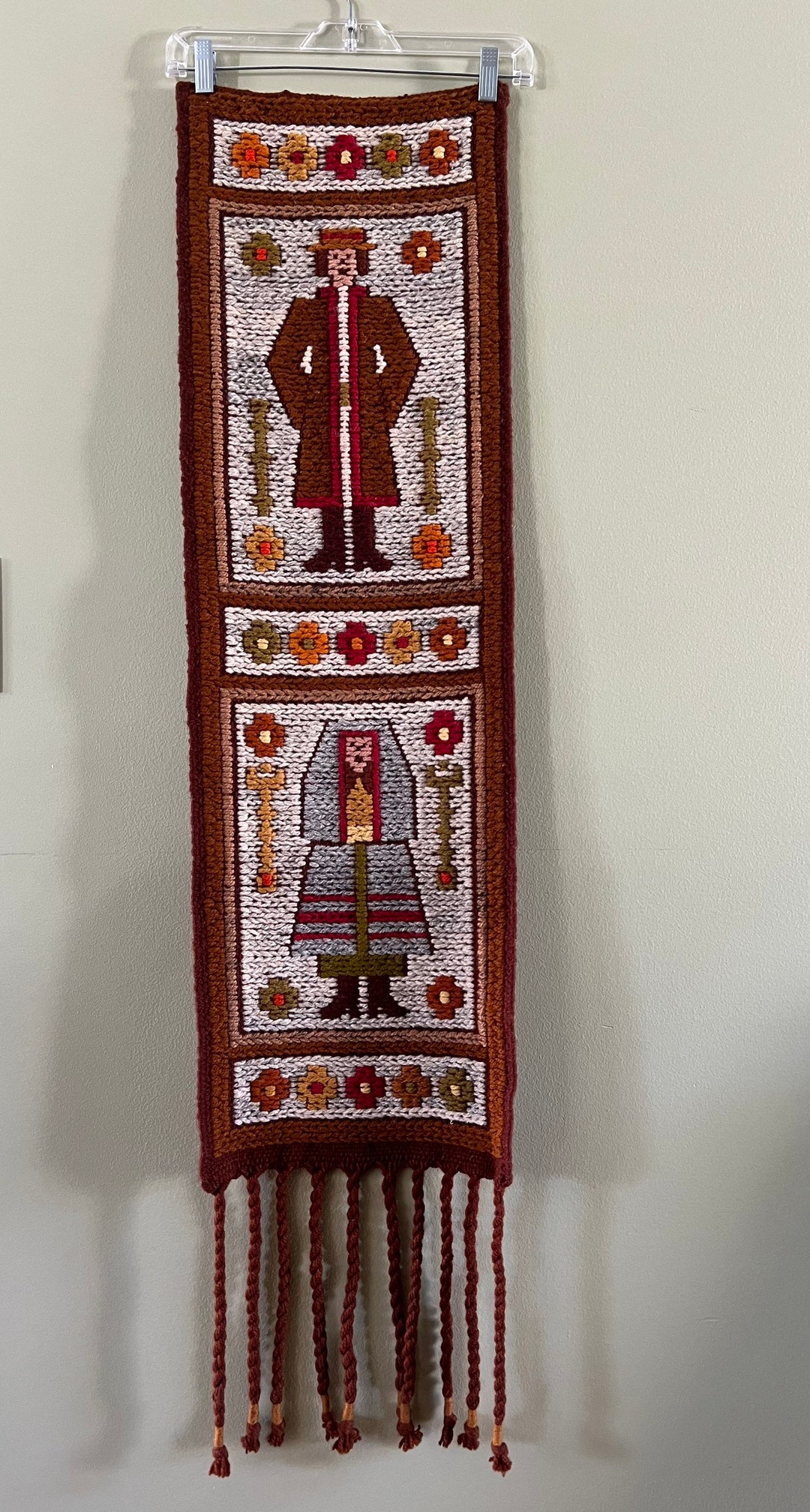 Mid Century Polish Folk Art Tapestry Wall Hanging/polish Kilim Wool ...